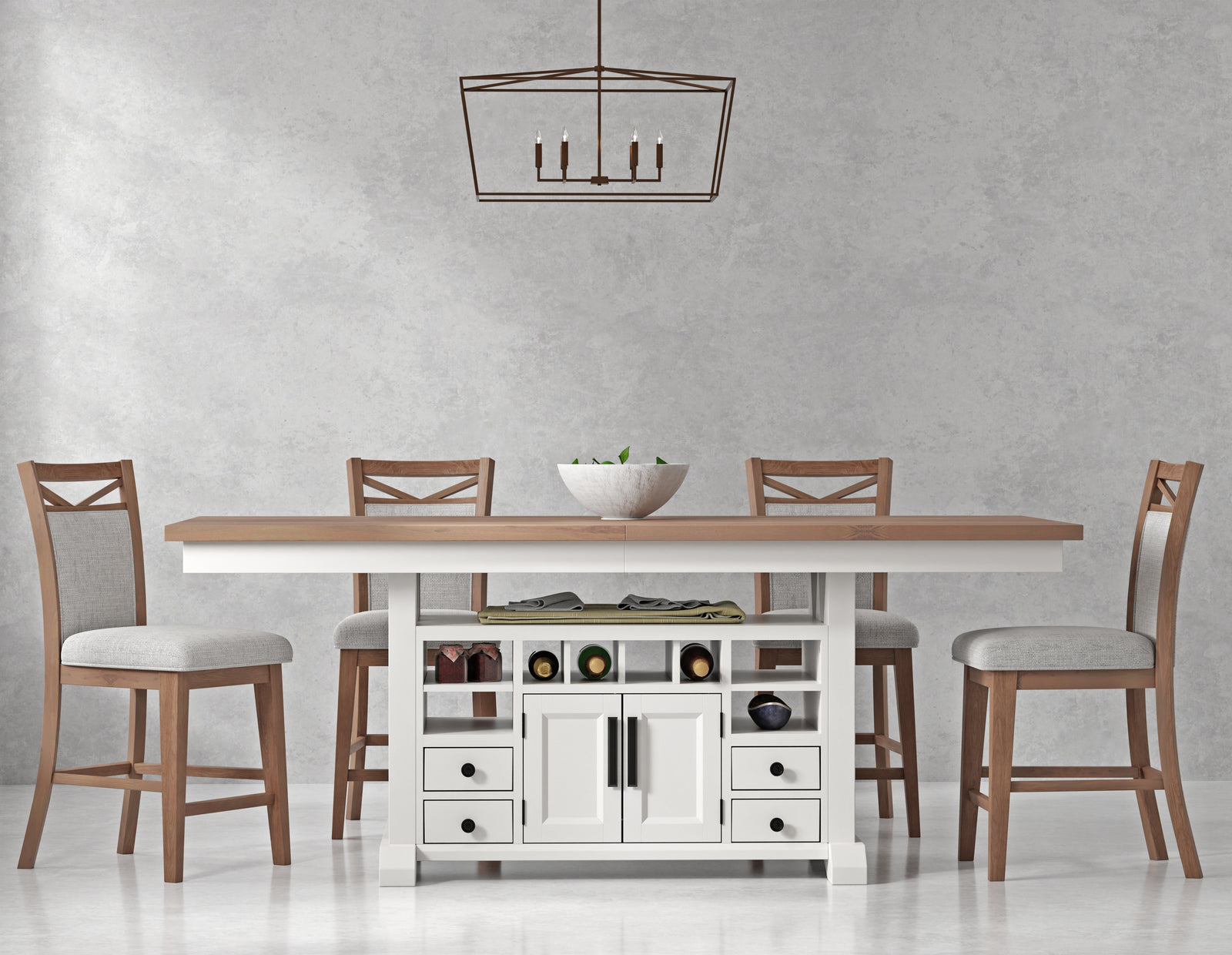 AMERICANA MODERN DINING Island Counter Height Table 72-90" x 42" (18 ...