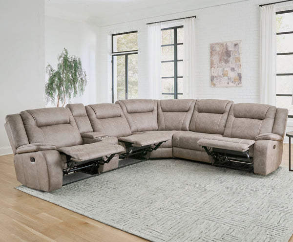 BLAKE - DESERT TAUPE 6pc Modular Reclining Sectional with Entertainmen ...