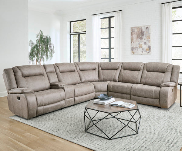 BLAKE - DESERT TAUPE 6pc Modular Reclining Sectional with Entertainmen ...