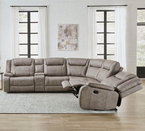 BLAKE - DESERT TAUPE 6pc Modular Reclining Sectional with Entertainmen ...