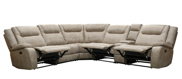 BLAKE - DESERT TAUPE 6pc Modular Reclining Sectional with Console ...