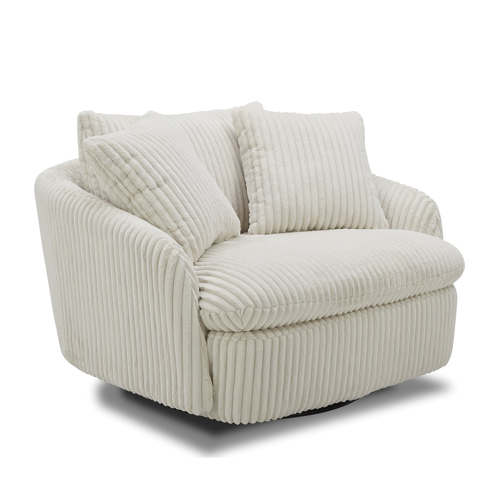 BOOMER - MEGA IVORY Large Swivel Chair w/ 2 toss plws - Parker House ...